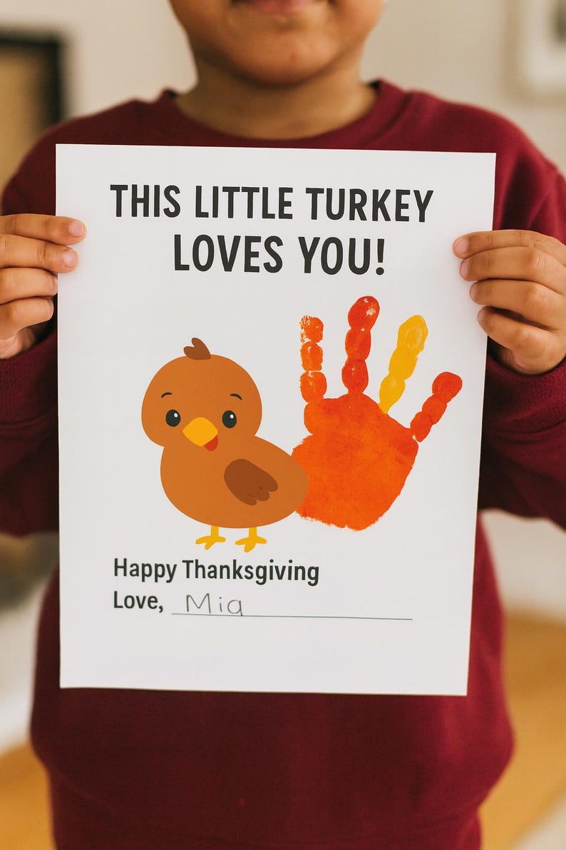 Thanksgiving Handprint Turkey Craft – Printable Classroom Activity for ...
