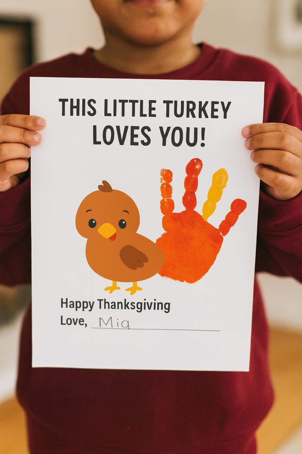 Thanksgiving Handprint Turkey Craft – Printable Classroom Activity for ...