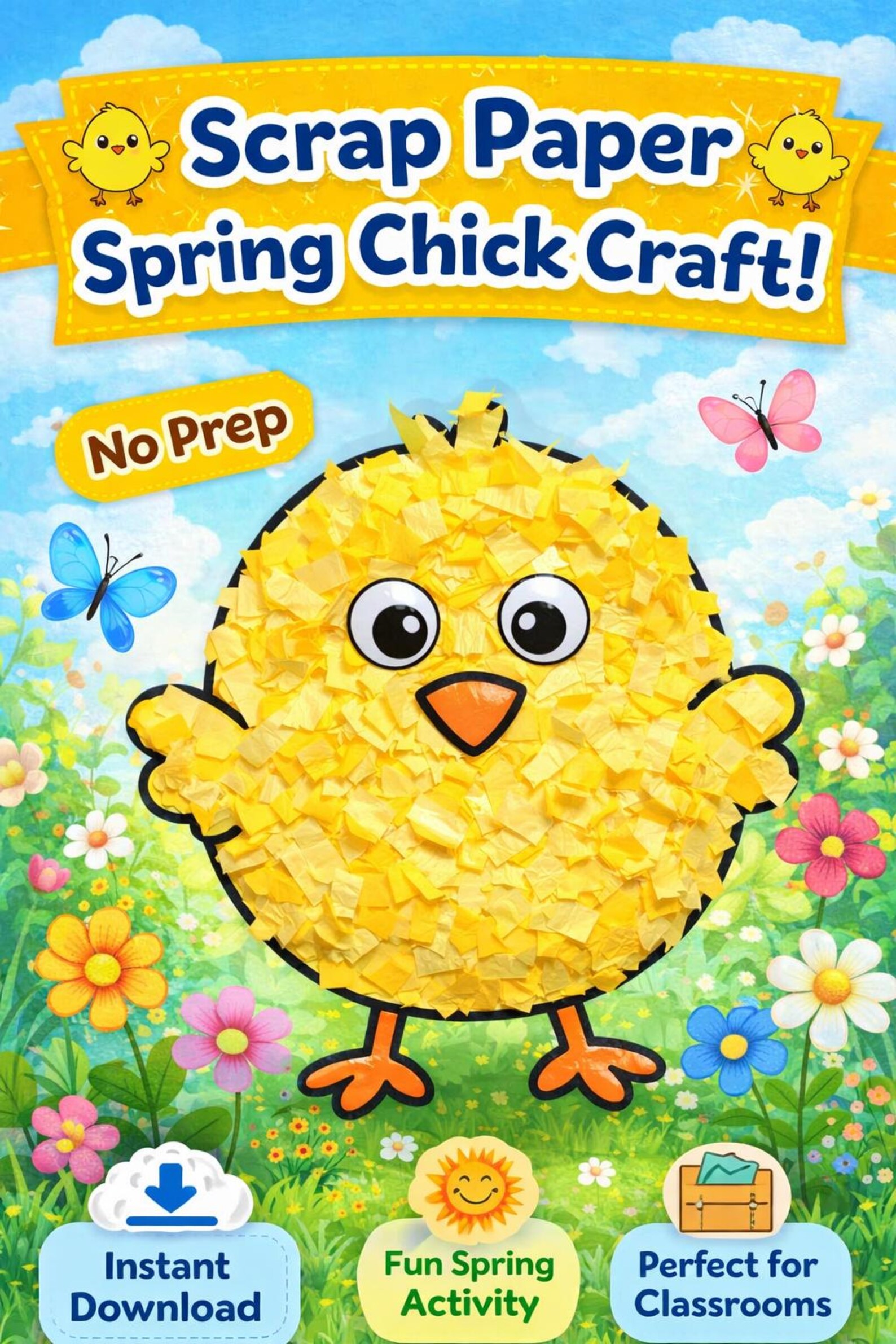 Scrap Paper Spring Chick Craft | Preschool Easter Art Activity ...