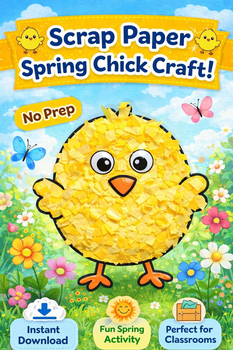 Scrap Paper Spring Chick Craft | Preschool Easter Art Activity ...