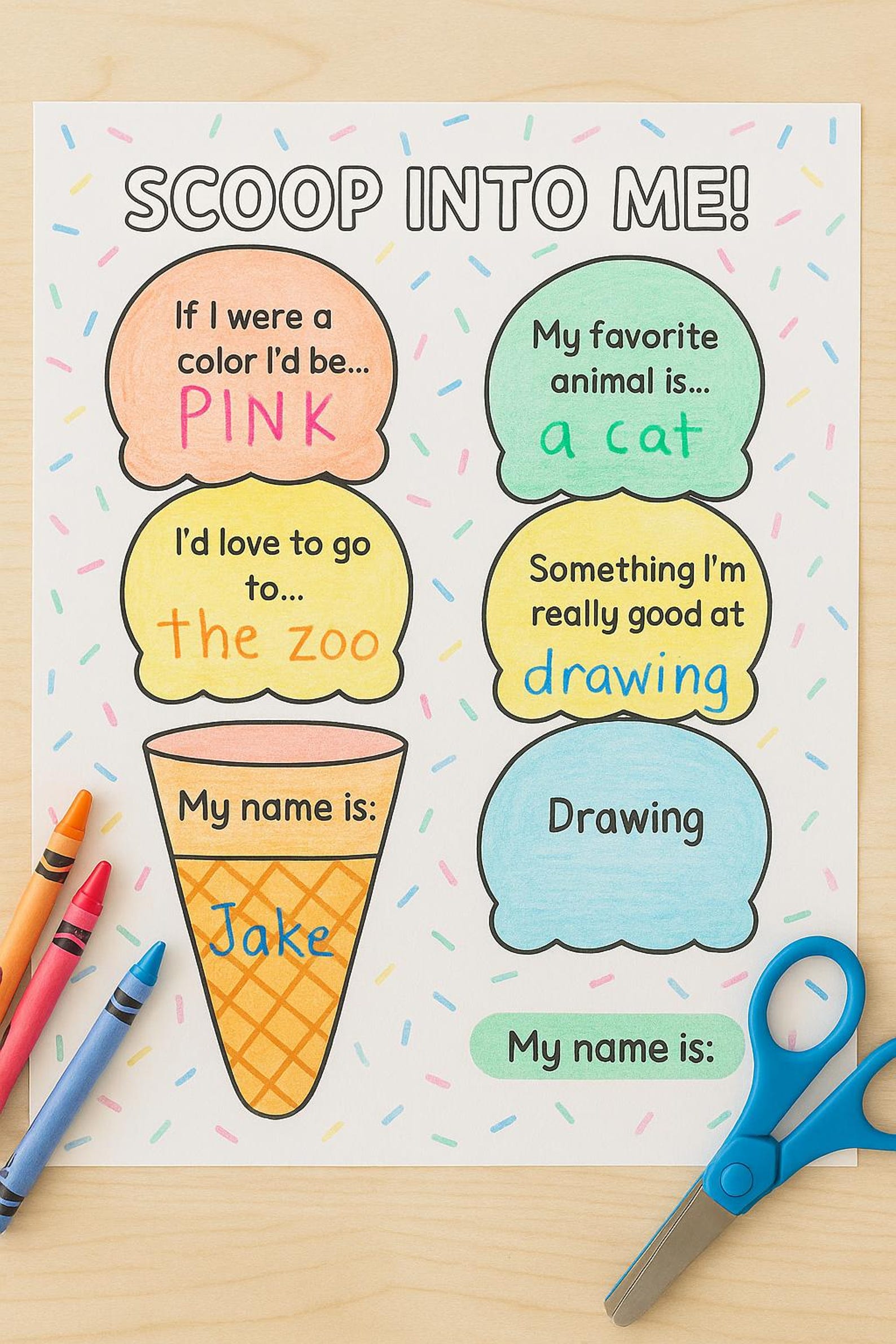 Printable Ice Cream About Me Craft for Students - Etsy