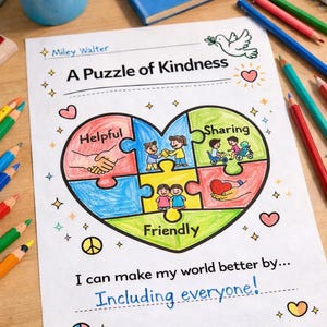 Kindness Puzzle SEL Activity | Printable Worksheet for Kids - Etsy