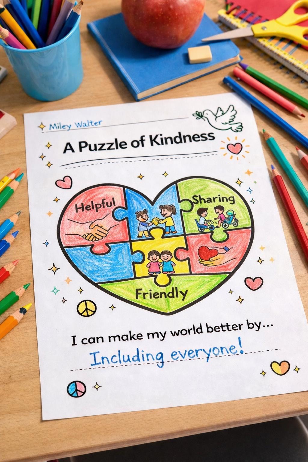 Kindness Puzzle SEL Activity | Printable Worksheet for Kids - Etsy