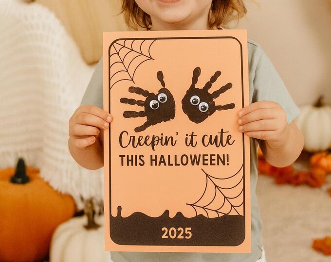 Halloween Spider Handprint Craft | Kids Printable Art | DIY Halloween ...