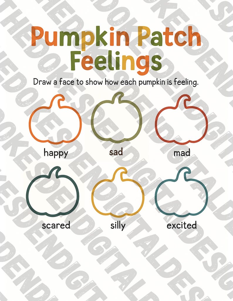 Pumpkin Patch Feelings Worksheet | Printable SEL Activity for Kids ...