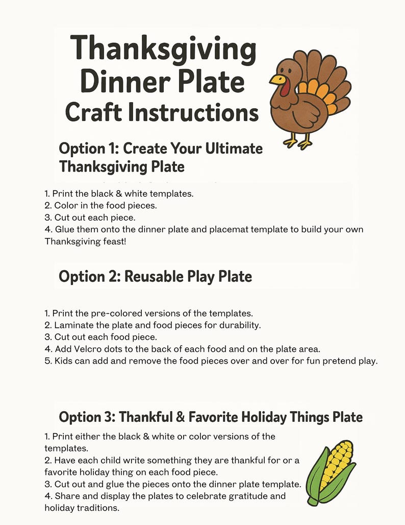 Build a Thanksgiving Dinner Plate – Printable Classroom Craft for Kids ...