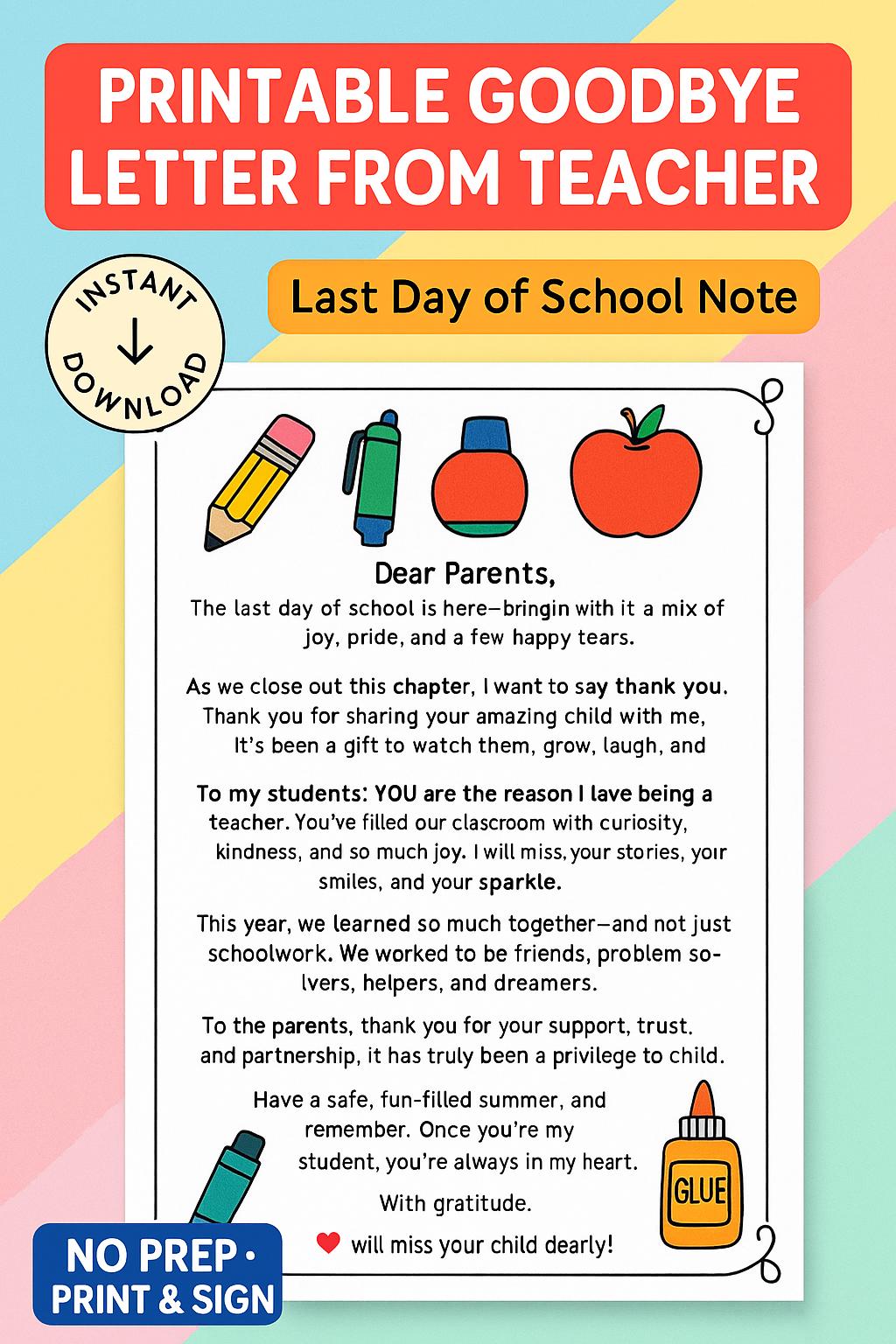 End of Year Letter for Students & Families – Teacher Edition - Etsy