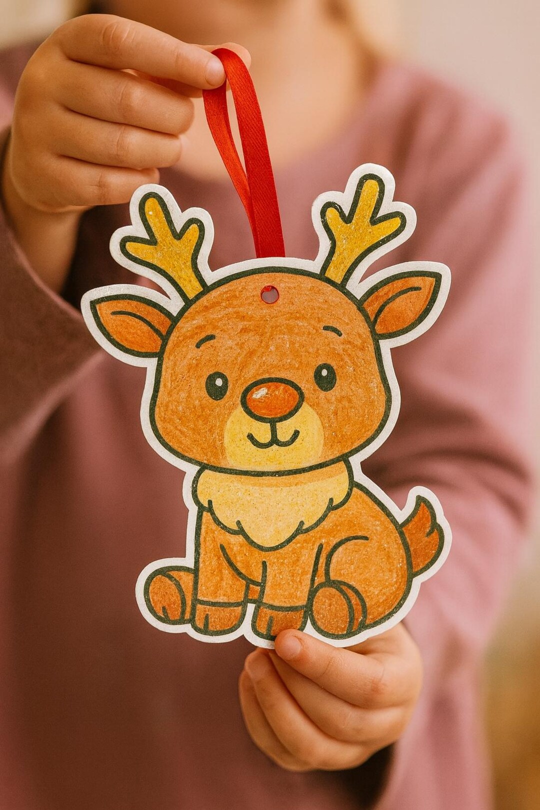 Printable Reindeer Ornament Craft – Photo Insert, Coloring, & Cut-out ...