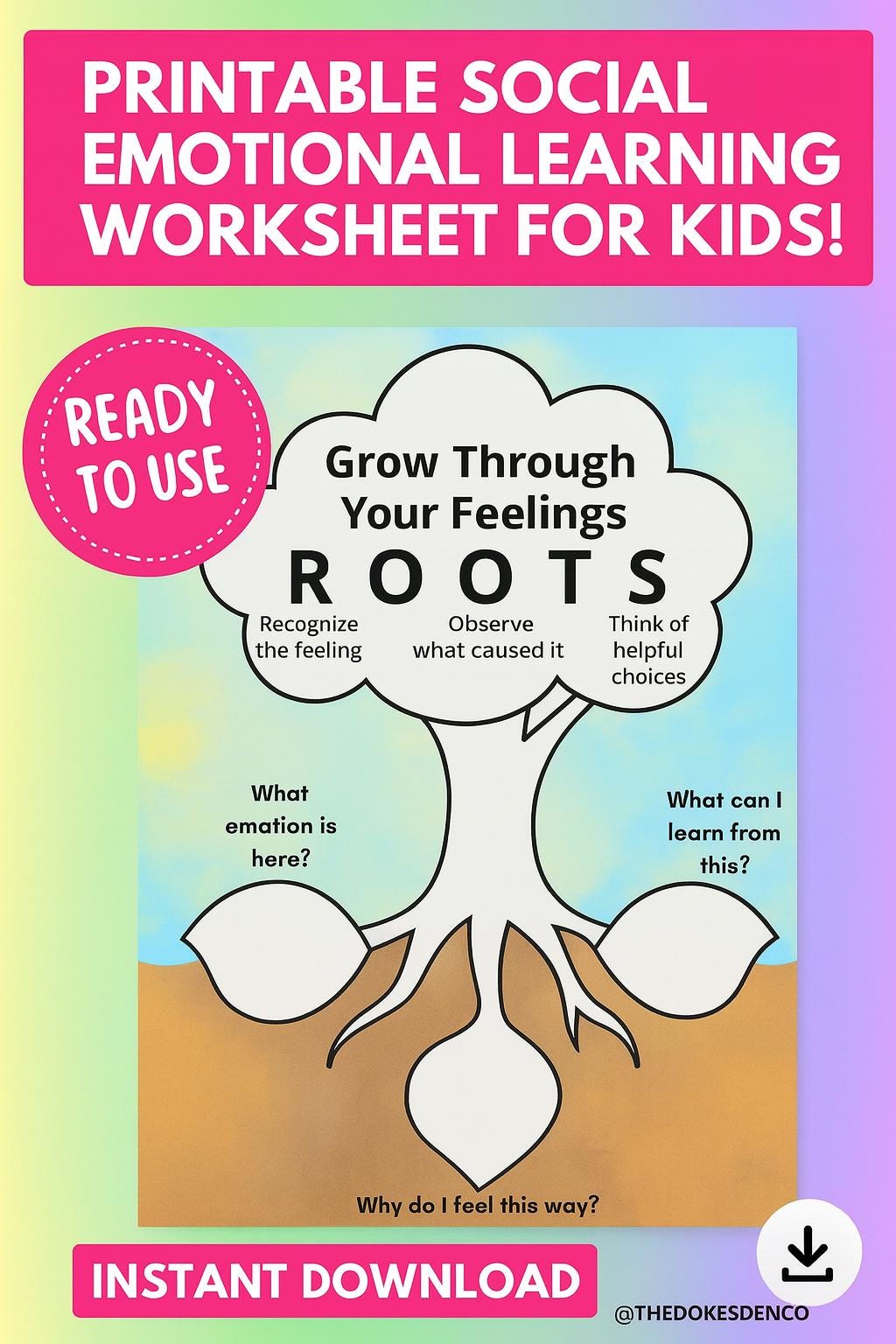 Grow Through Your Feelings – ROOTS SEL Worksheet for Kids - Etsy