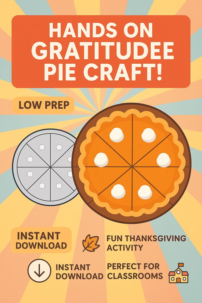 Printable Gratitude Pie Craft for Kids | Thanksgiving Thankful Activity ...