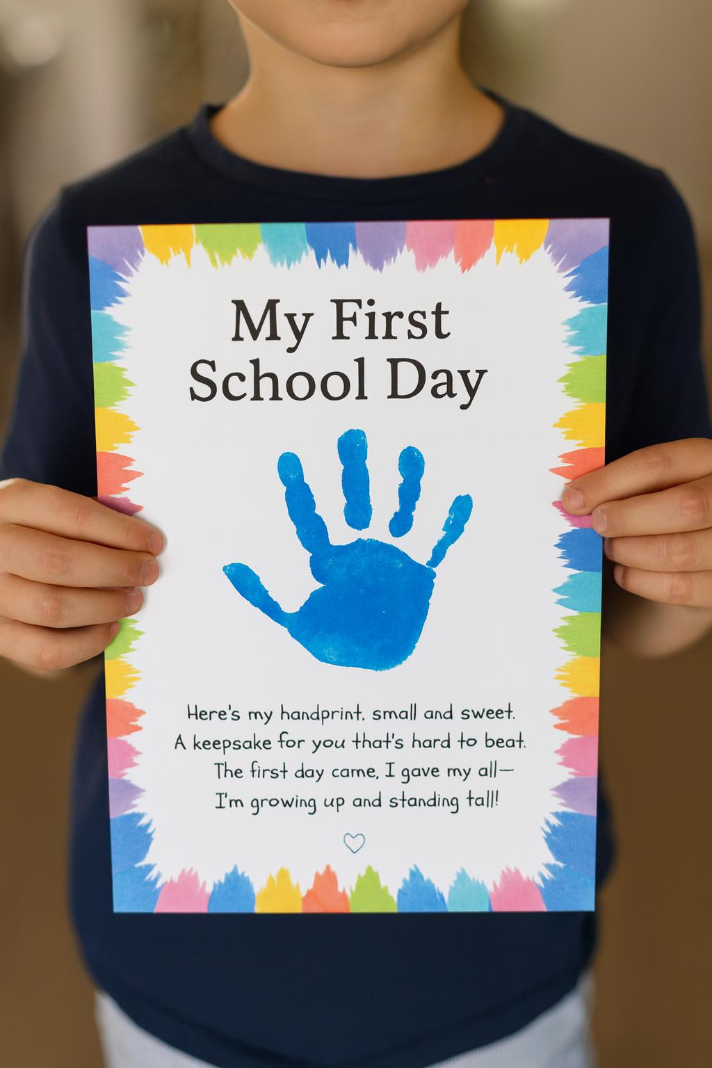 First Day of School Handprint Craft: Keepsake Poem (PDF Printable ...