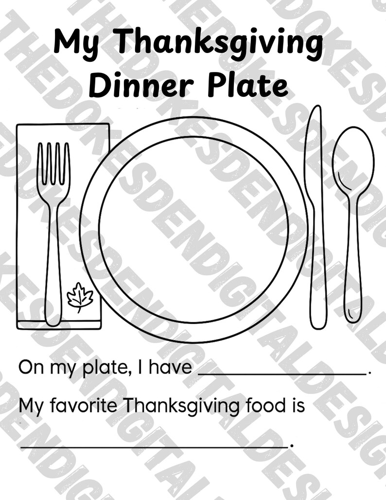 Printable Thanksgiving Dinner Plate Worksheet for Kids | Fun Classroom ...