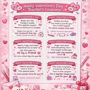 Printable Valentine’s Day Teacher Coupons | Classroom Rewards | No Prep ...