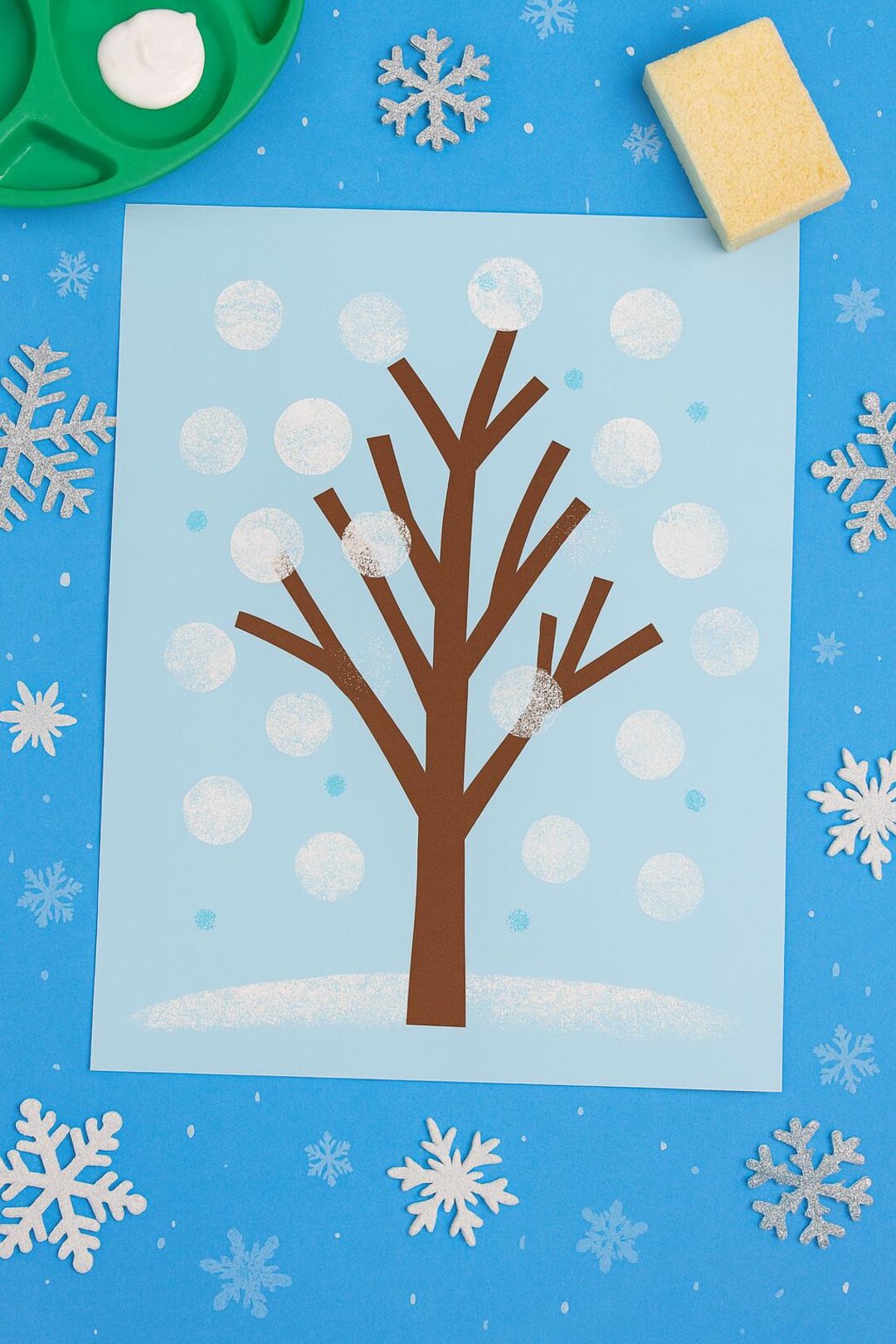 Winter Sponge-paint Tree Craft for Kids - Etsy