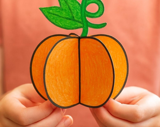 3D Paper Pumpkin Template | Fall Craft for Kids | Printable Autumn ...
