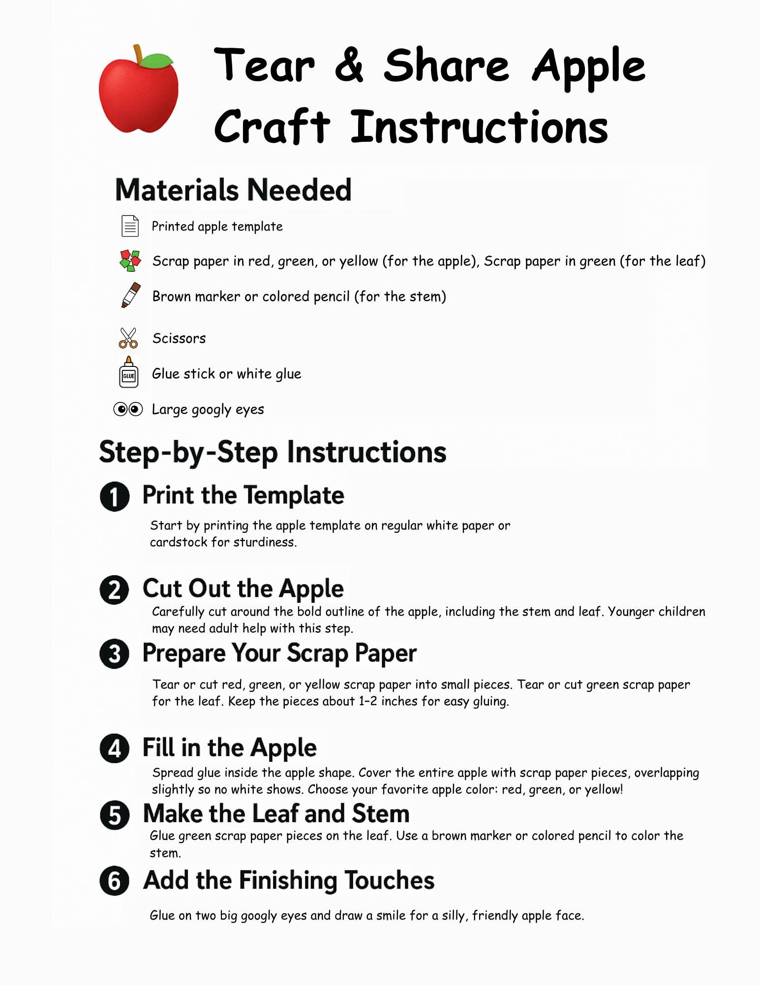 Printable Scrap Paper Apple Craft for Kids | Fall Classroom Activity ...