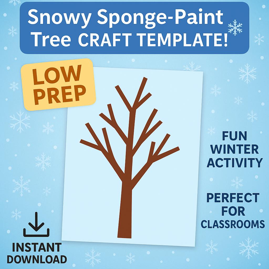 Winter Sponge-paint Tree Craft for Kids - Etsy