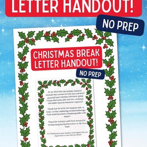 Christmas Break Letter to Families – Printable Holiday Teacher Note - Etsy