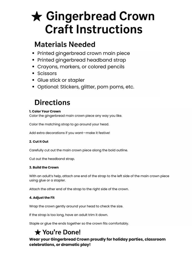 Gingerbread Man Paper Crown Craft | Christmas Headband Activity for ...