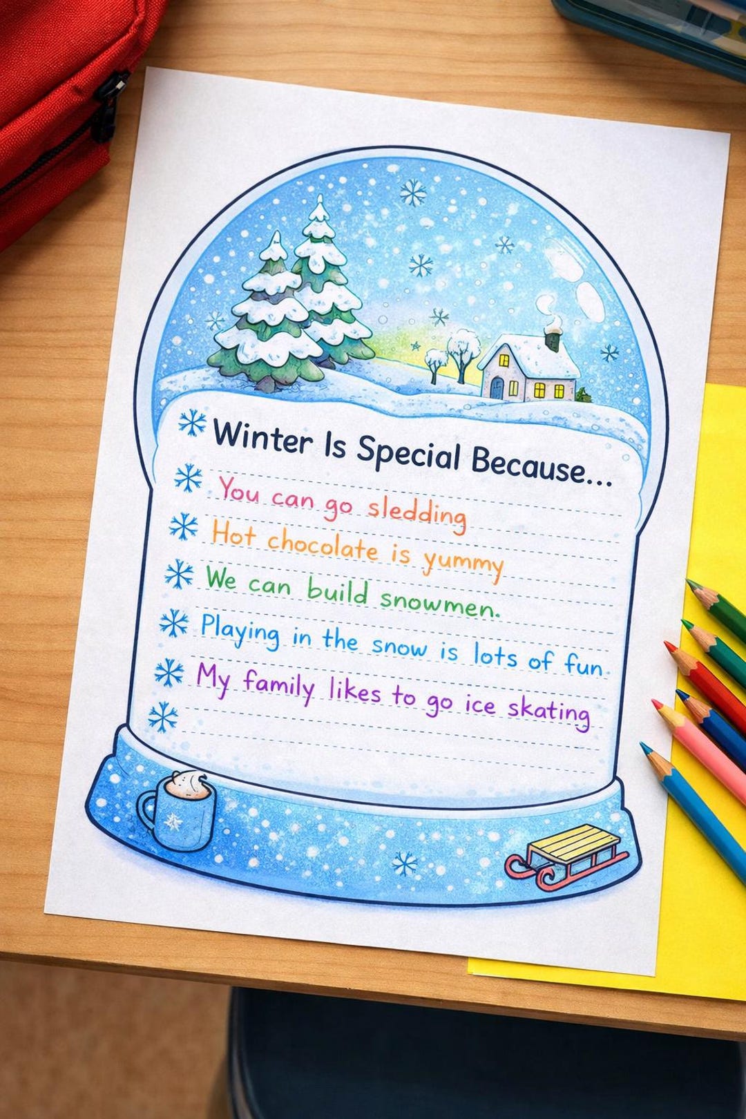 Winter Writing Activity | Snow Globe Worksheet (printable) - Etsy