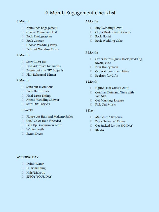 Engagement Checklist Wedding Plan Checklist the Bride's | Etsy