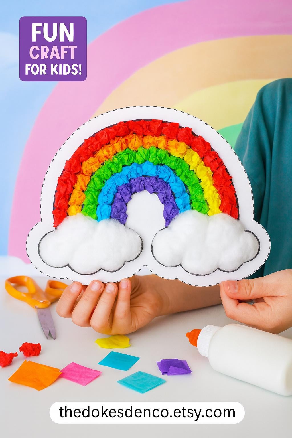 Rainbow Tissue Paper Craft: Kids' Art Activity (printable Template ...