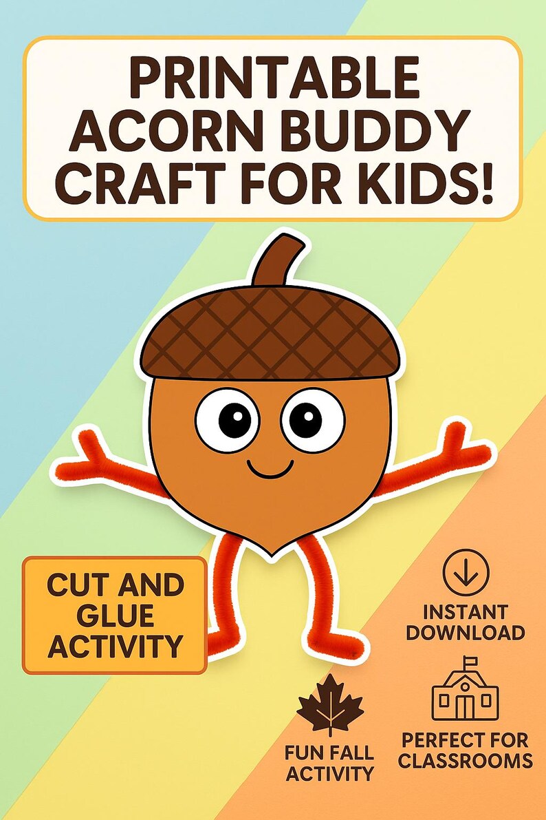 Printable Acorn Buddy Craft – Fun Fall Cut and Paste Activity for Kids ...