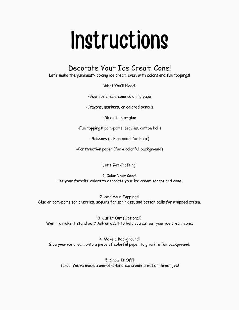 Ice Cream Cone Craft Printable | Fun Kids Activity | Summer Art Project ...