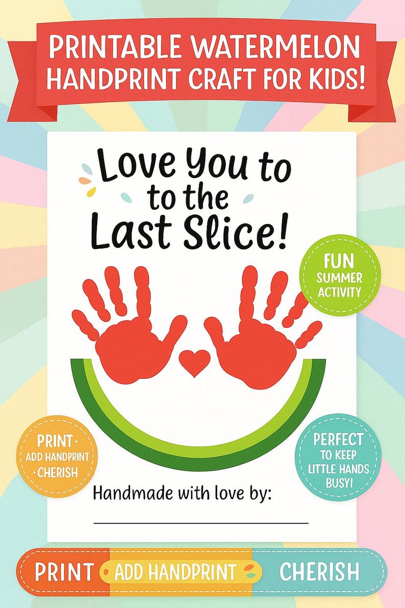Watermelon Handprint Art: Summer Kids Craft (digital Download) - Etsy