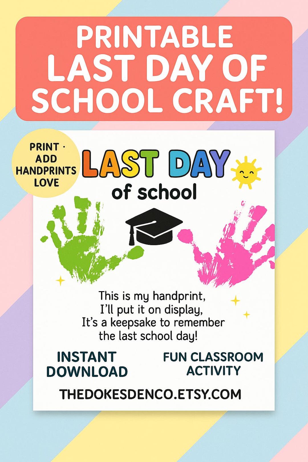 Handprint Goodbye Craft for Classrooms | Colorful Handprint Poem for ...