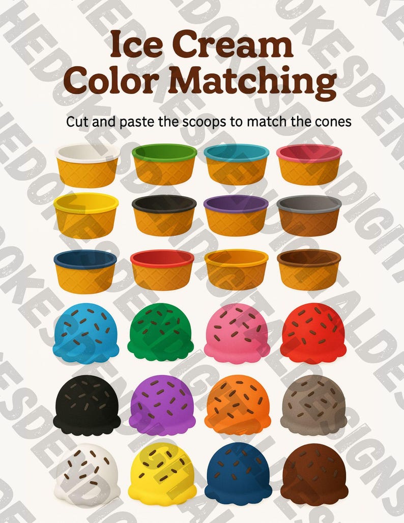 Ice Cream Color Sorting Game: Printable Learning Activity (PDF Download ...