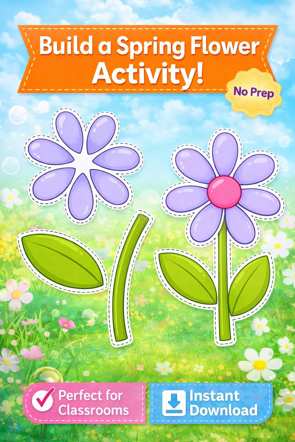 Spring Flower Craft Activity | Preschool Kindergarten Cut and Paste ...