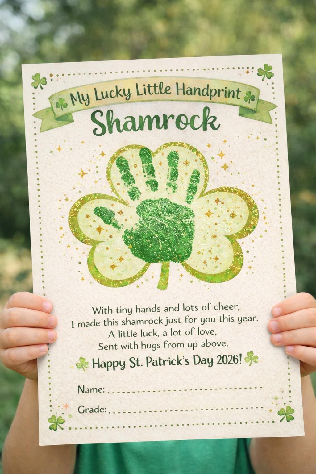 St. Patrick’s Day Shamrock Handprint Craft | Printable Keepsake ...