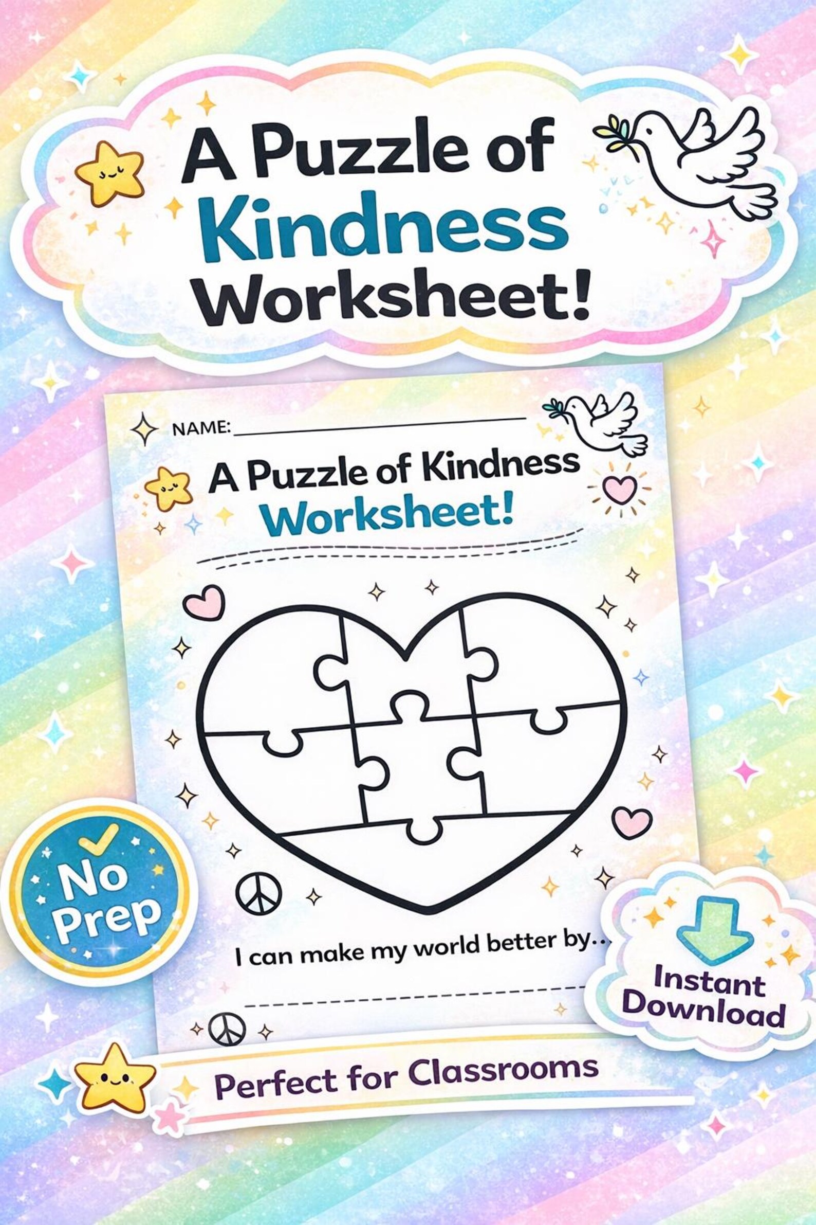 Kindness Puzzle SEL Activity | Printable Worksheet for Kids - Etsy