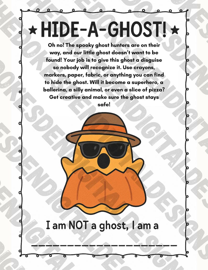 Disguise a Ghost Halloween Worksheet | Low Prep School Craft - Etsy