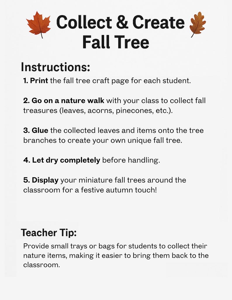 Printable Fall Tree Craft for Kids – Collect & Create Nature Activity ...