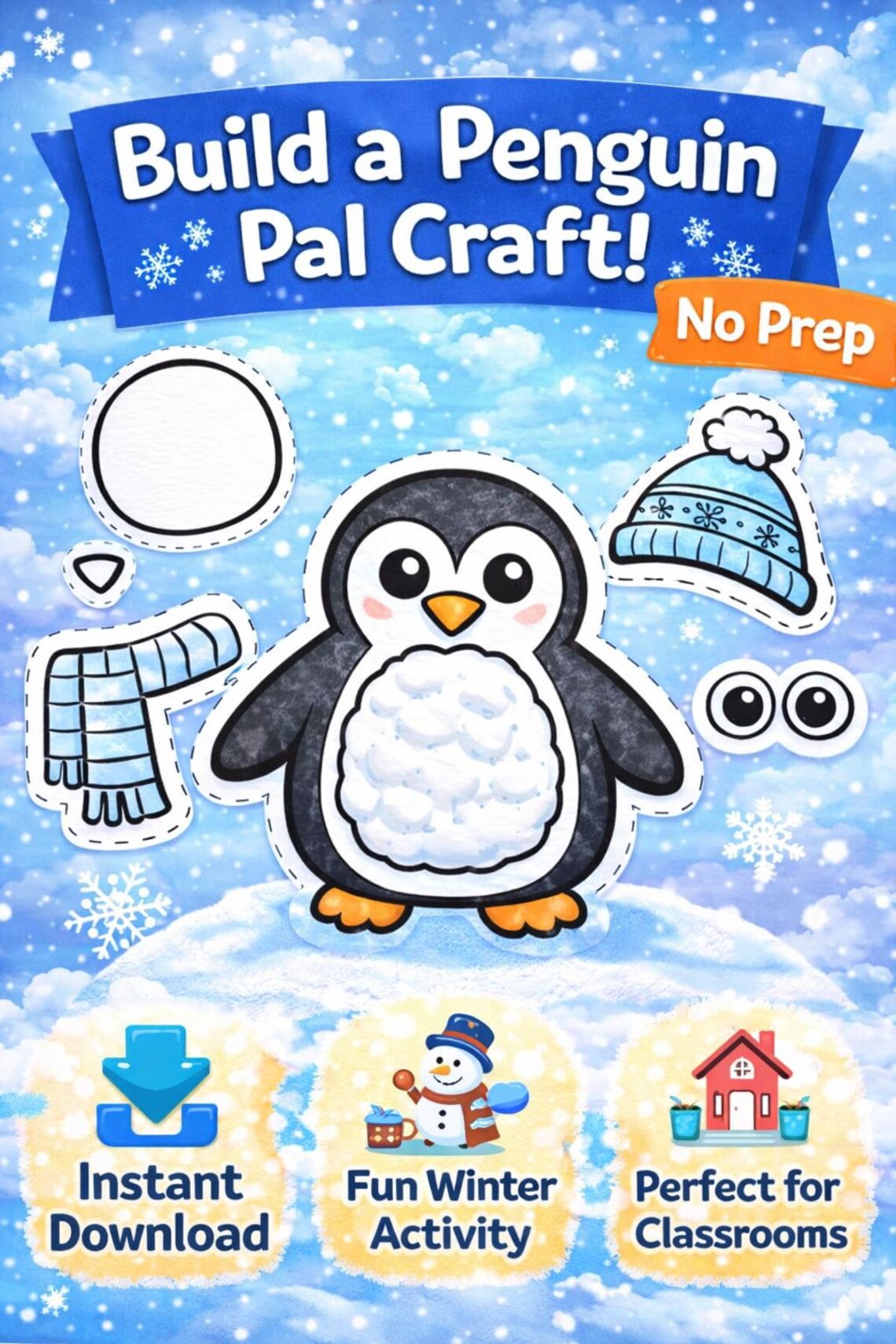 Build-a-penguin Pal Craft – Puffy Paint Winter Activity - Etsy