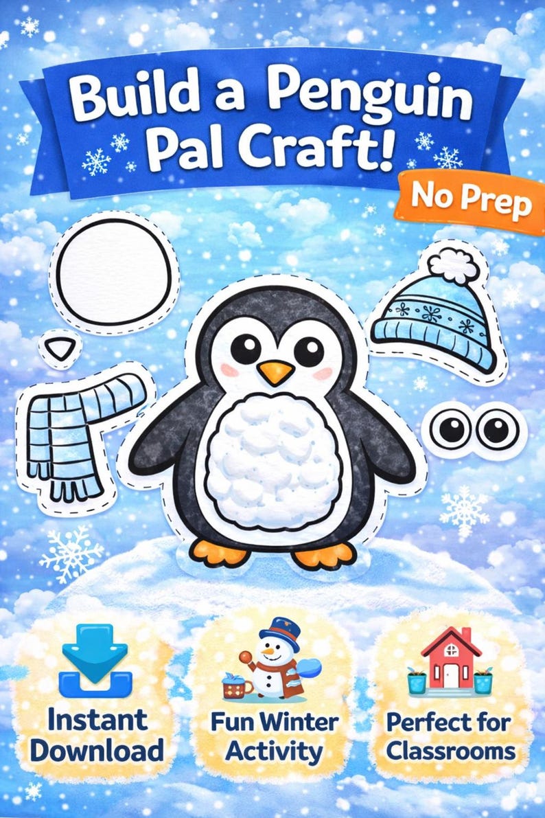Build-a-penguin Pal Craft – Puffy Paint Winter Activity - Etsy