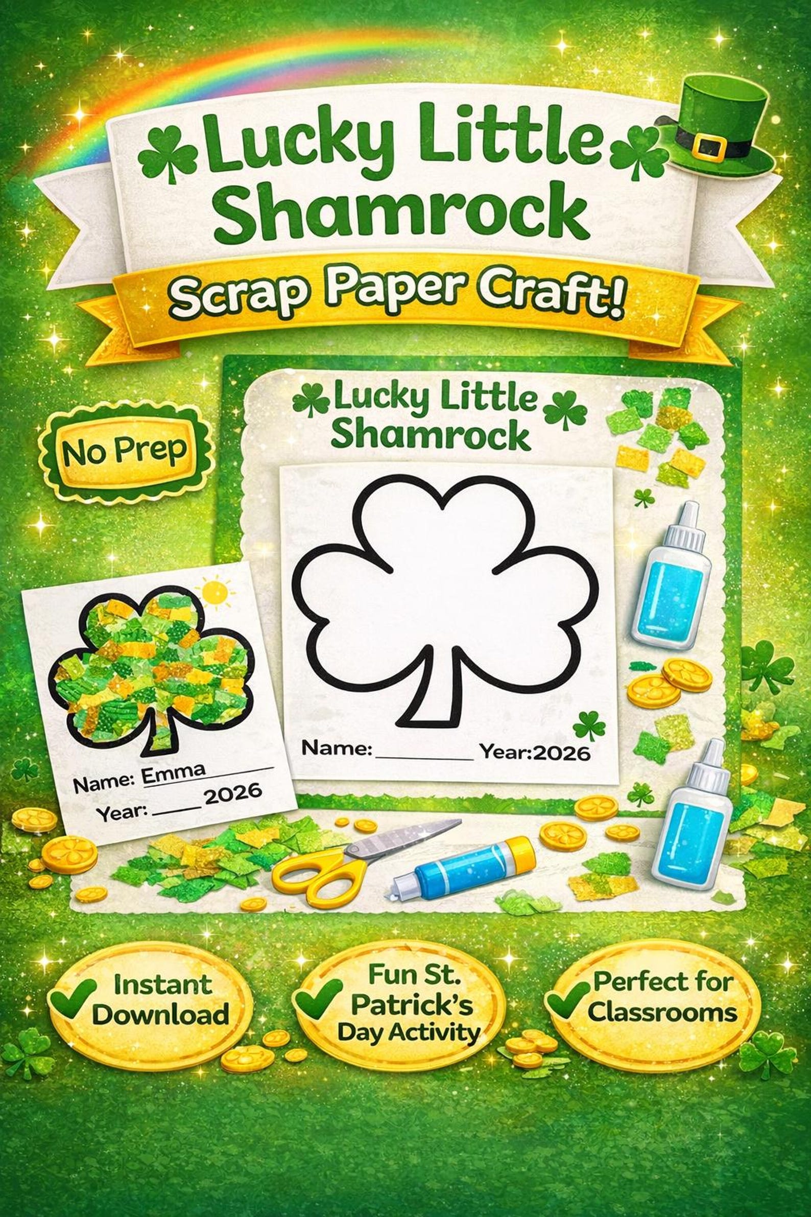 Shamrock Scrap Paper Craft | St. Patrick's Day Fine Motor Activity ...