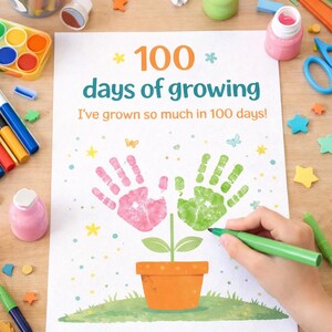 100th Day of School Handprint Craft | Classroom Keepsake (digital ...