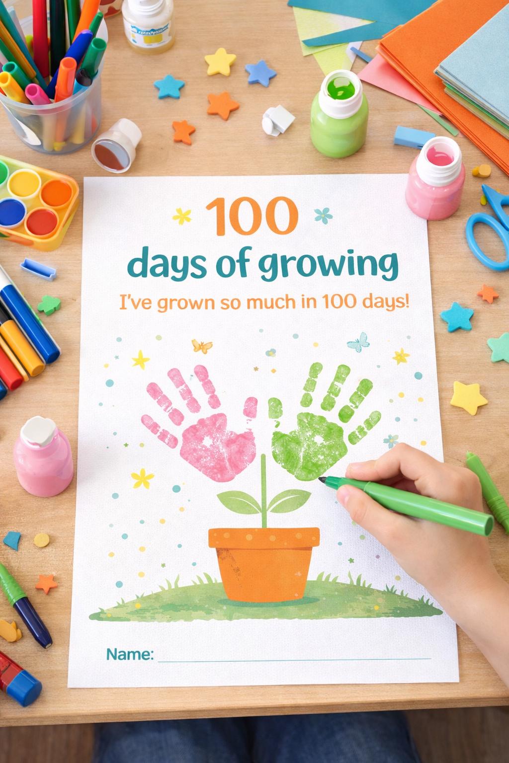 100th Day of School Handprint Craft | Classroom Keepsake (digital ...