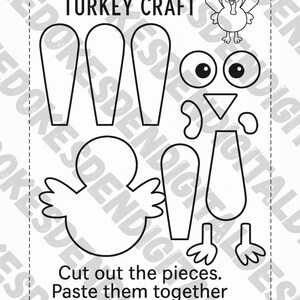 Printable Turkey Craft: Thanksgiving Cut and Paste Activity (digital ...
