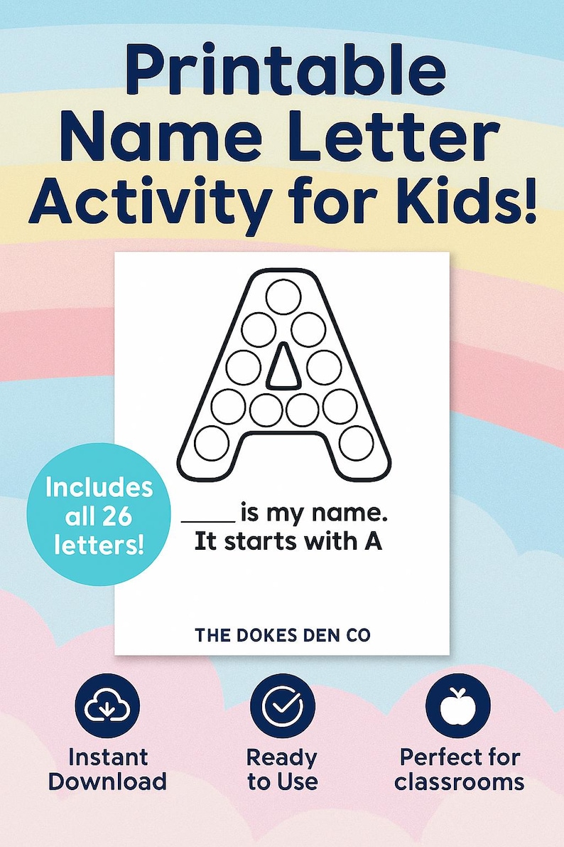 Dot Art Alphabet Set: A-Z Name Dot Marker Pages (printable Activity for ...