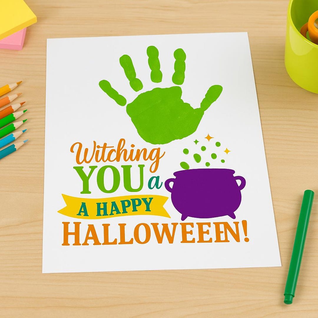Halloween Handprint Craft: Witch Cauldron Printable (PDF Download ...