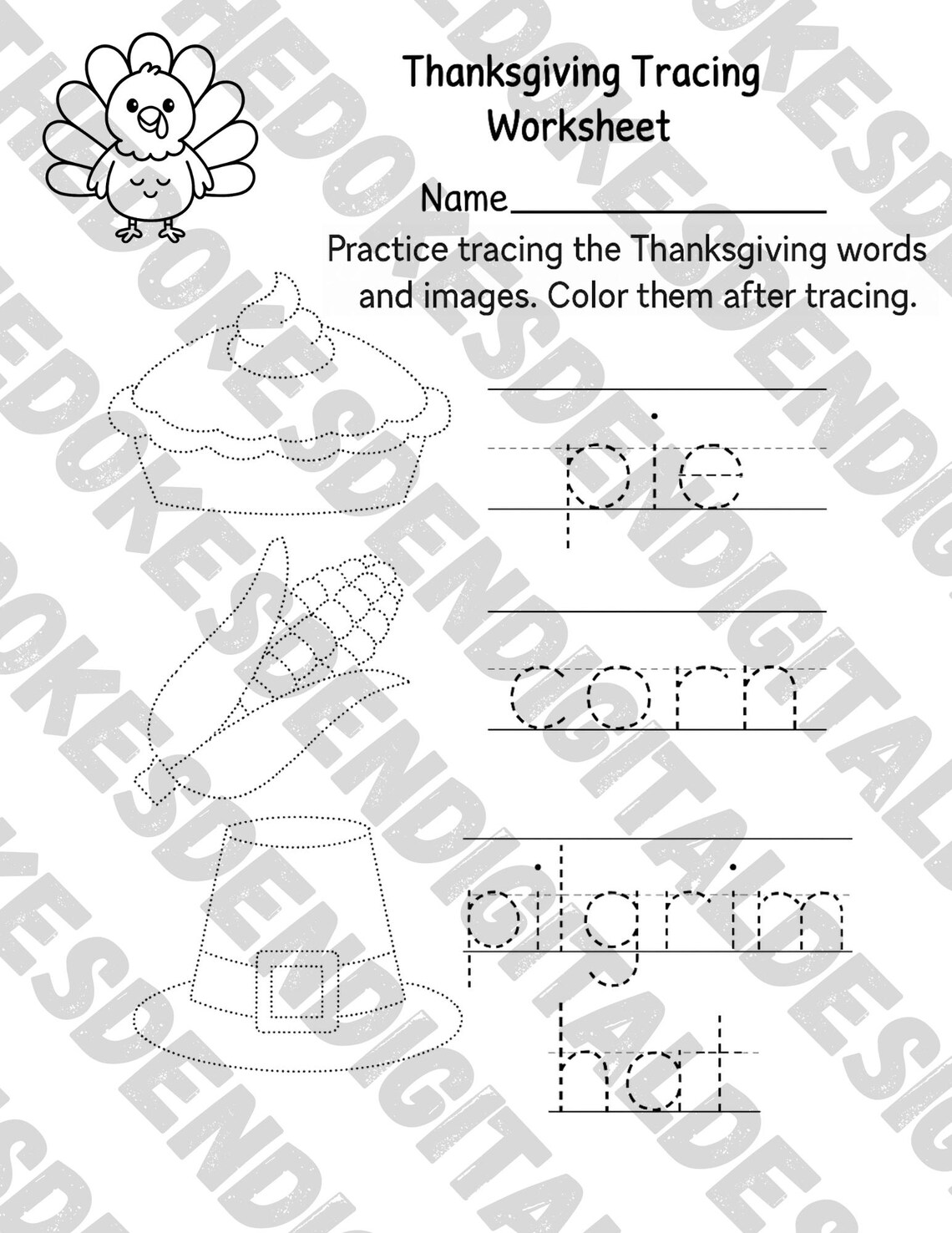 Printable Thanksgiving Tracing Activity | Fine Motor Practice for Kids ...
