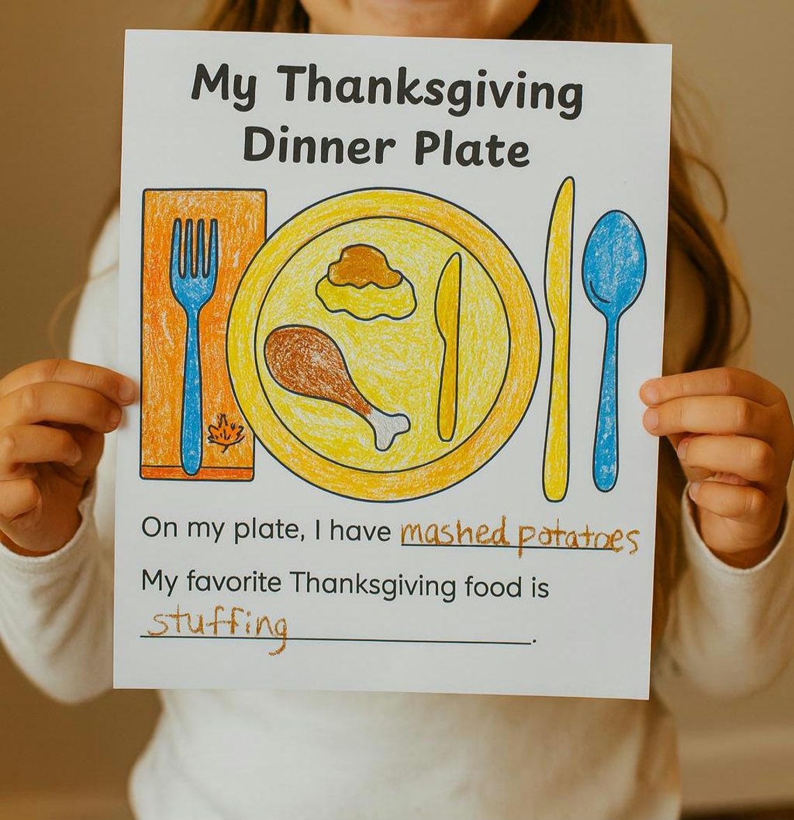 Printable Thanksgiving Dinner Plate Worksheet for Kids | Fun Classroom ...