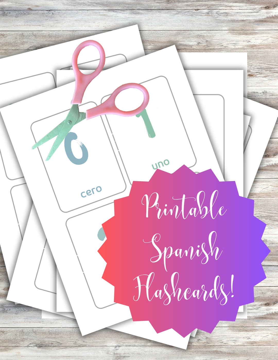 Printable Spanish Number Flashcards: Language Learning (digital ...