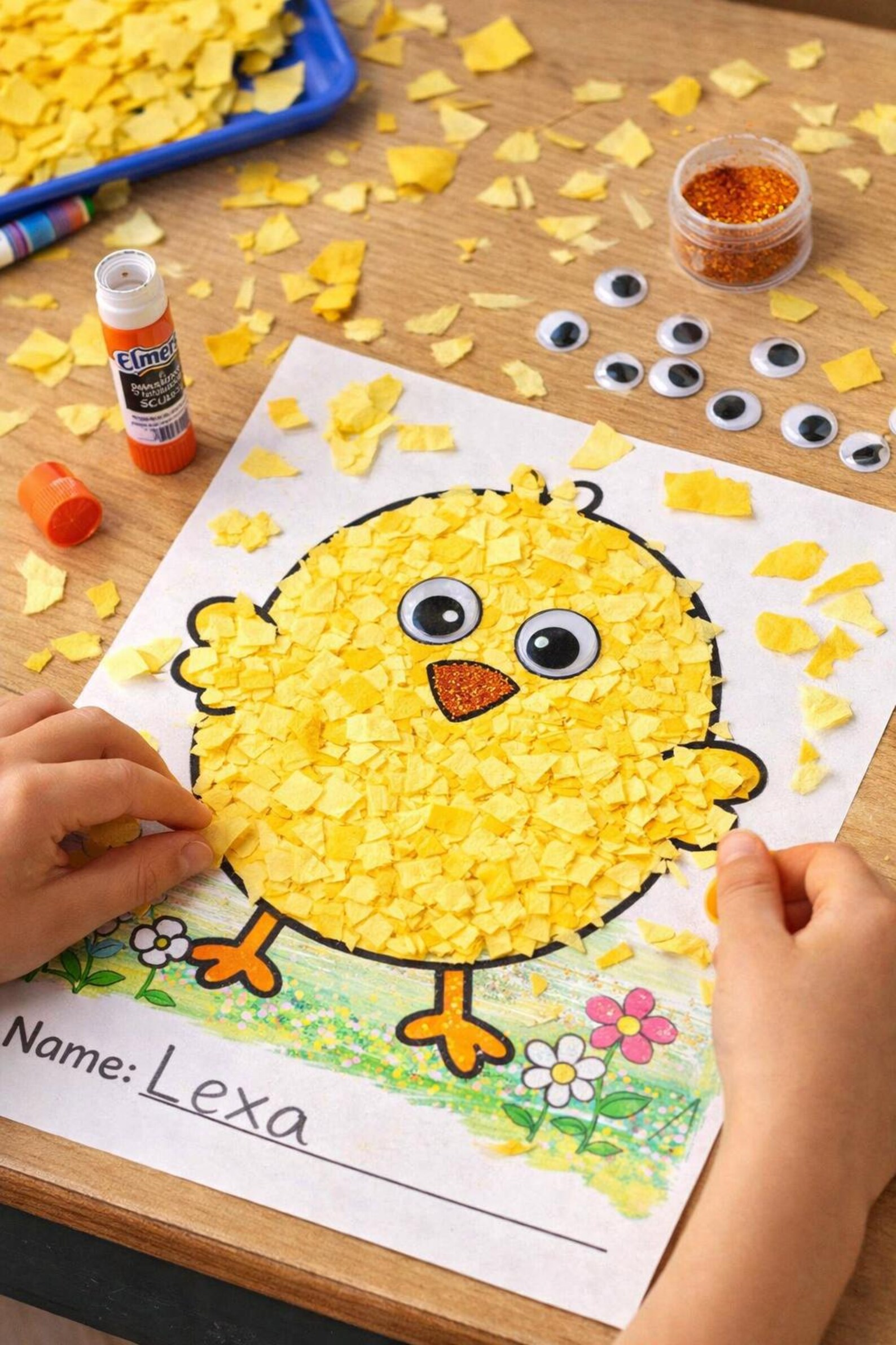 Scrap Paper Spring Chick Craft | Preschool Easter Art Activity ...