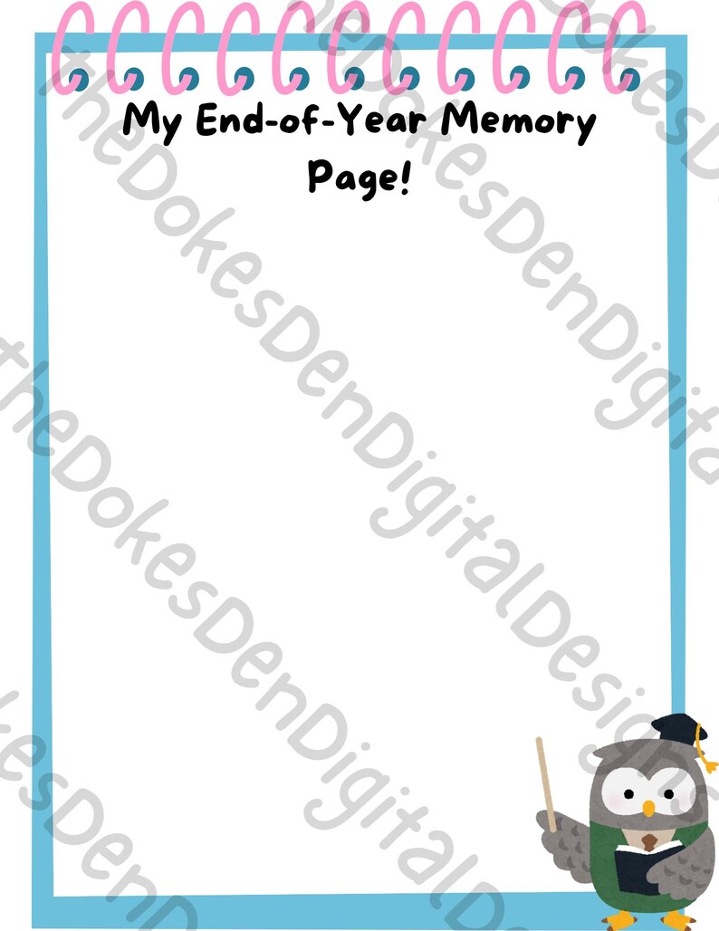 End of Year Autograph Page for Kids – Printable Classmate Signature ...
