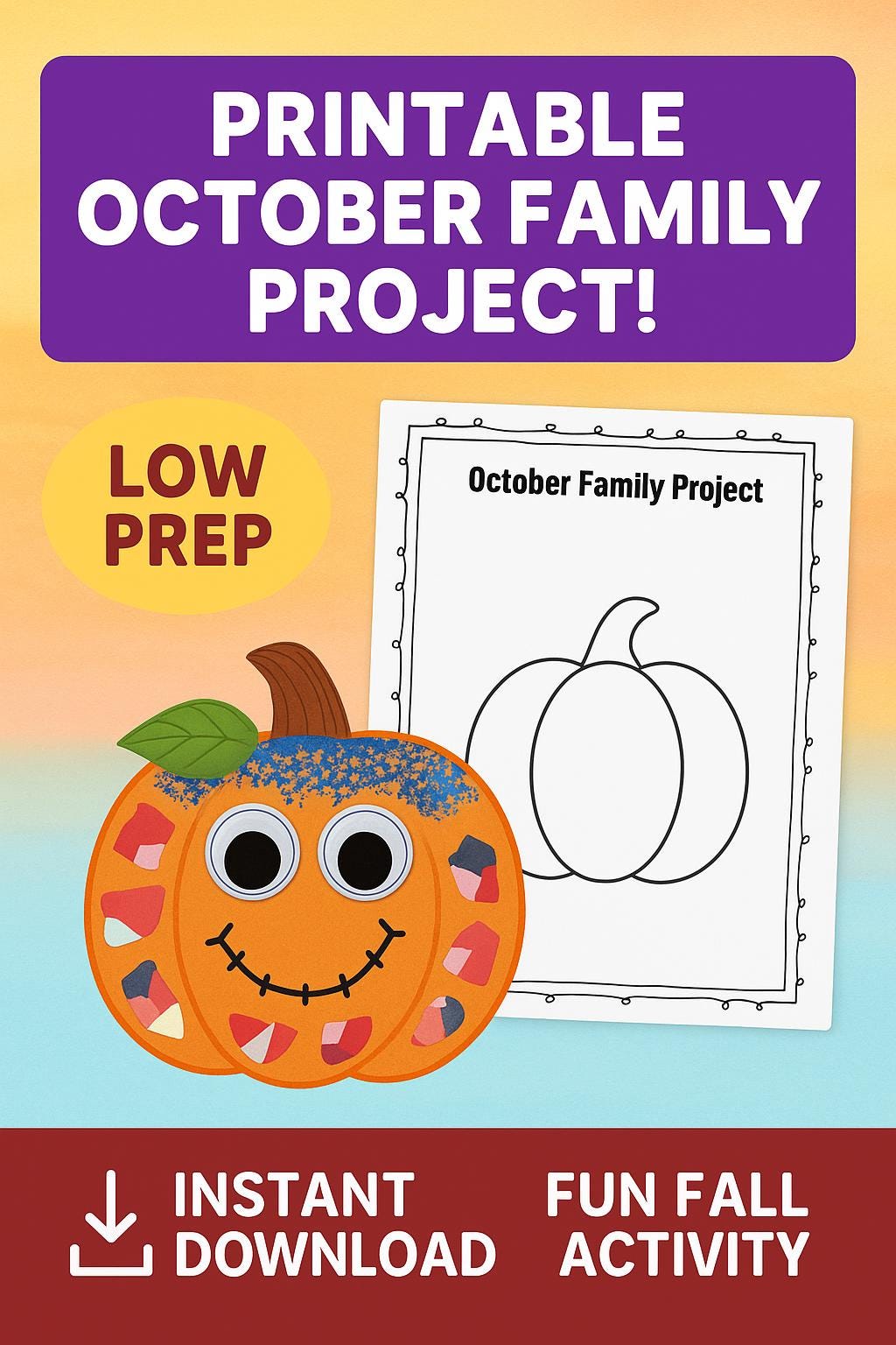 Printable October Family Pumpkin Project for Classrooms - Etsy